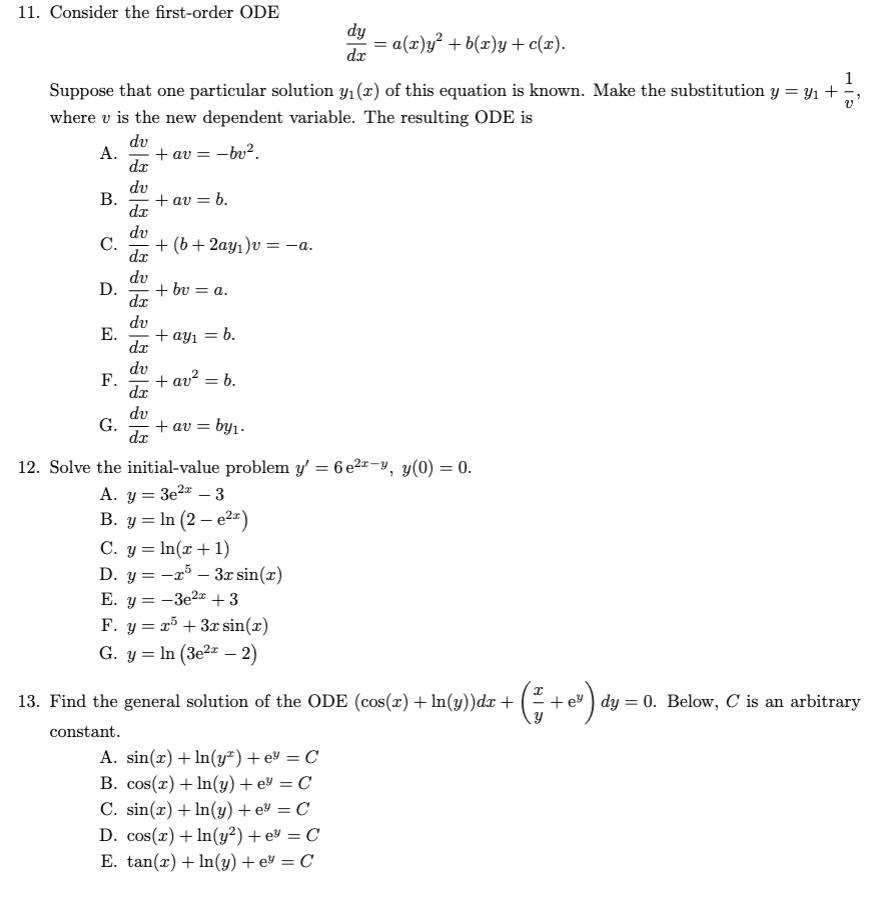 Solved 11. Consider the first-order ODE | Chegg.com