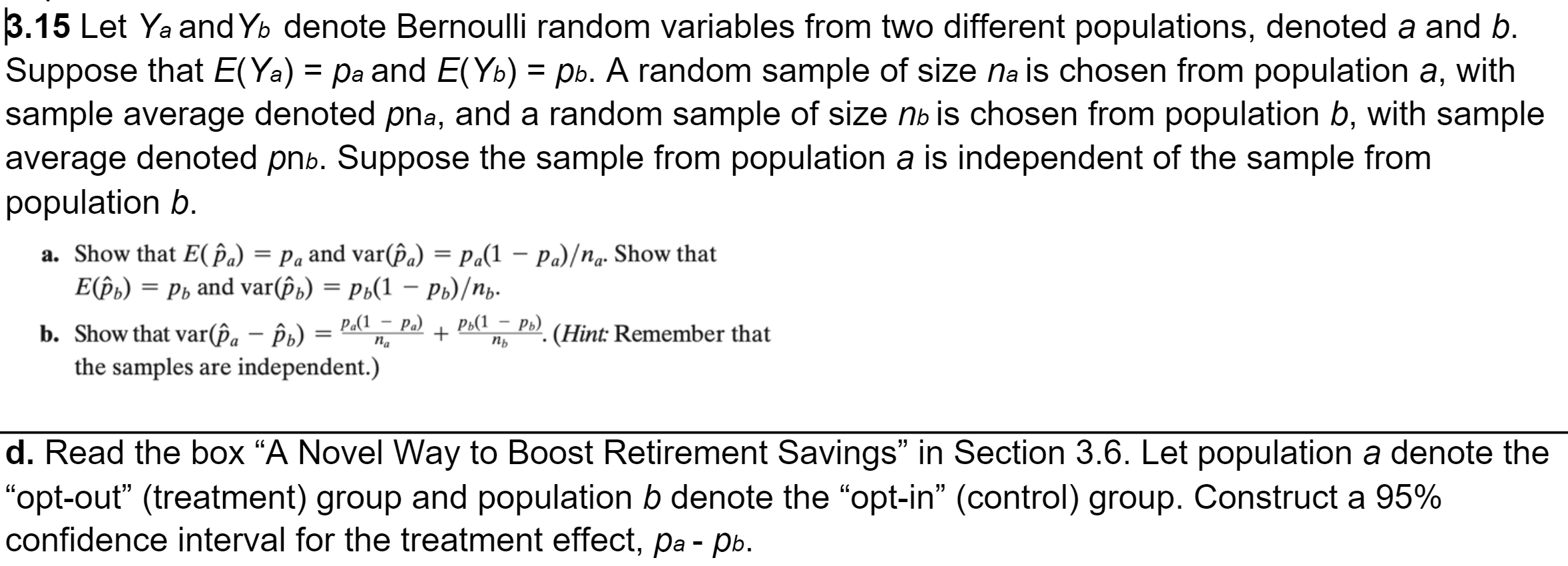 Solved 3.15 Let Ya and Yb denote Bernoulli random variables | Chegg.com