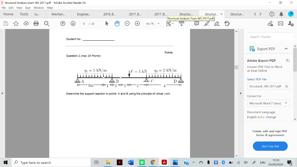 Solved Structural Analysis Exam WS 2017.pdf - Adobe Acrobat | Chegg.com