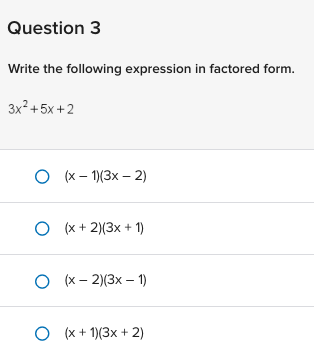Solved Question 3Write the following expression in factored | Chegg.com