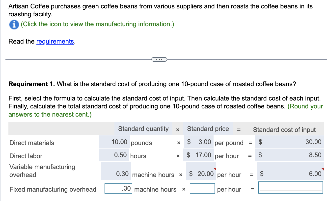 Solved Artisan Coffee purchases green coffee beans from | Chegg.com