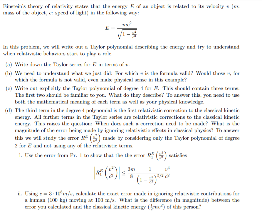 Solved Einstein's theory of relativity states that the | Chegg.com