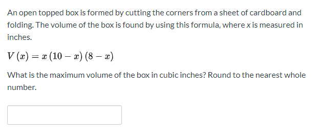 Solved An open topped box is formed by cutting the corners | Chegg.com