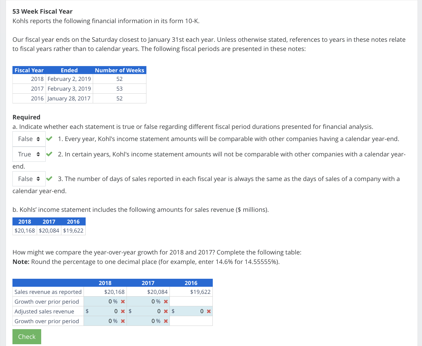Solved 53 Week Fiscal Year Kohls reports the following | Chegg.com
