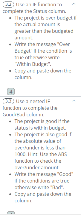 Solved (3.2) Use an IF function to complete the Status | Chegg.com