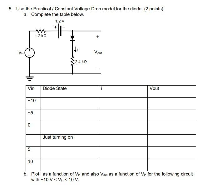 Solved 5. Use the Practical / Constant Voltage Drop model | Chegg.com