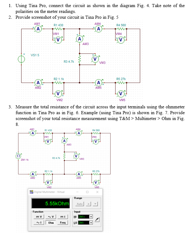 Solved 1. Using Tina Pro, connect the circuit as shown in | Chegg.com