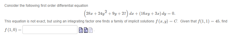 Solved Consider the following first order differential | Chegg.com
