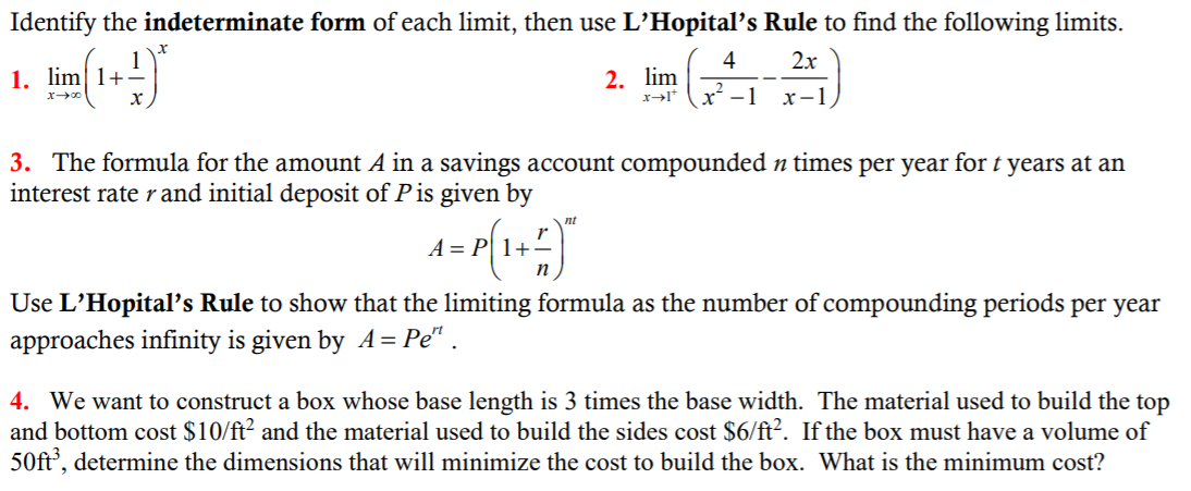 Solved Identify the indeterminate form of each limit, then | Chegg.com