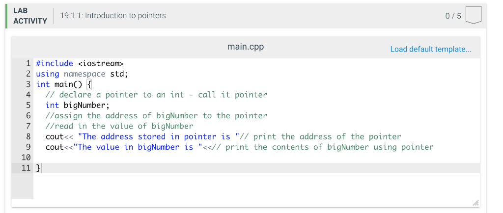 Solved 19.1 Introduction to pointers Complete the given | Chegg.com