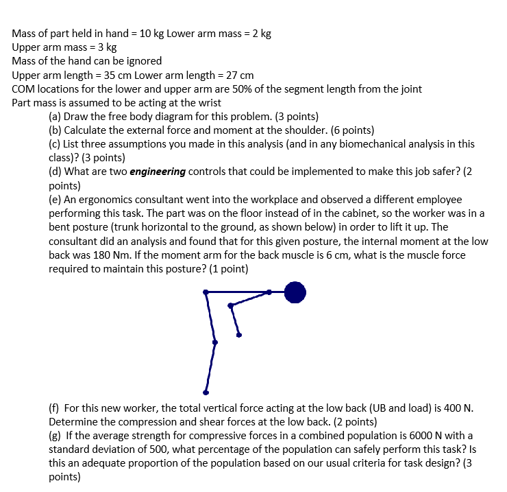 Problem 5: Biomechanical model problem - State all | Chegg.com