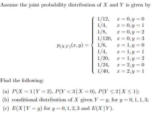 Solved Assume the joint probability distribution of X and Y | Chegg.com