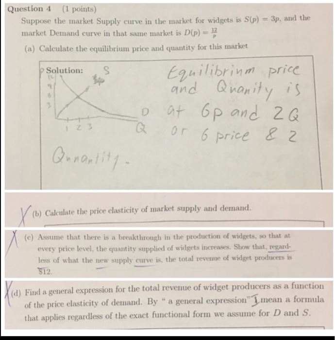 Solved Question 4 (1 points) Suppose the market Supply curve | Chegg.com