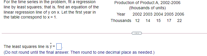 Solved For the time series in the problem, fit a regression | Chegg.com
