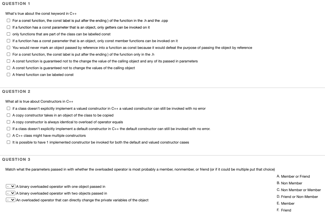 Solved Question 1 What S True About The Const Keyword In C