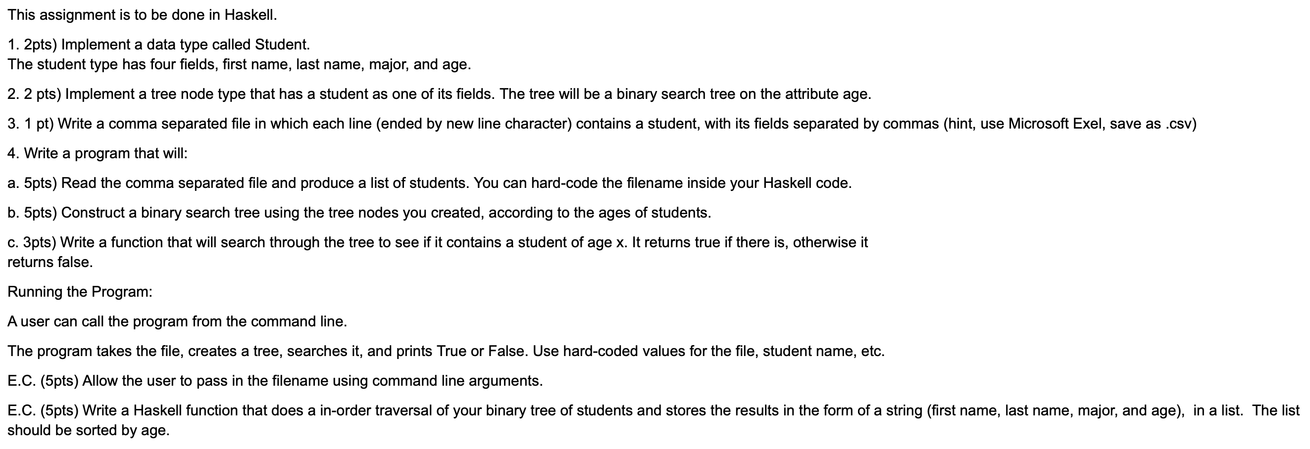 This assignment is to be done in Haskell. 1. 2pts) | Chegg.com