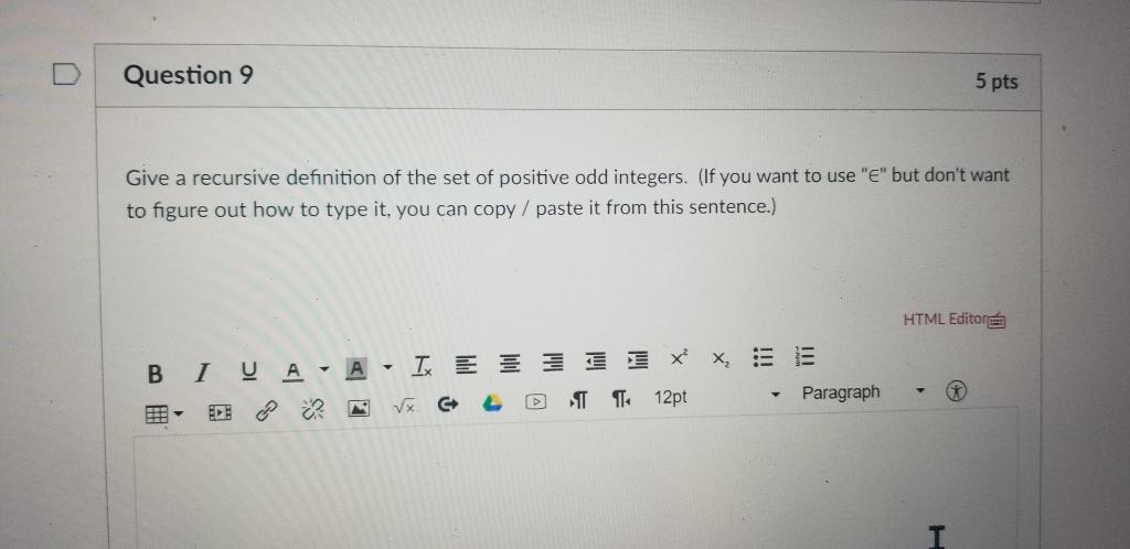 Solved Question 9 5 pts Give a recursive definition of the | Chegg.com