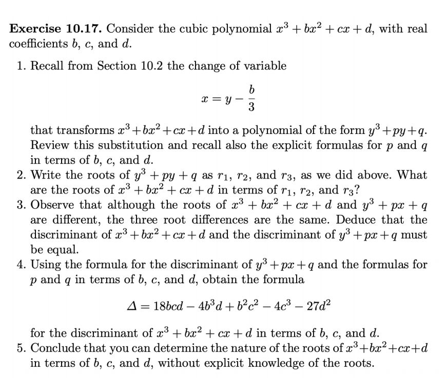Exercise 10.17. Consider the cubic polynomial x3 + | Chegg.com