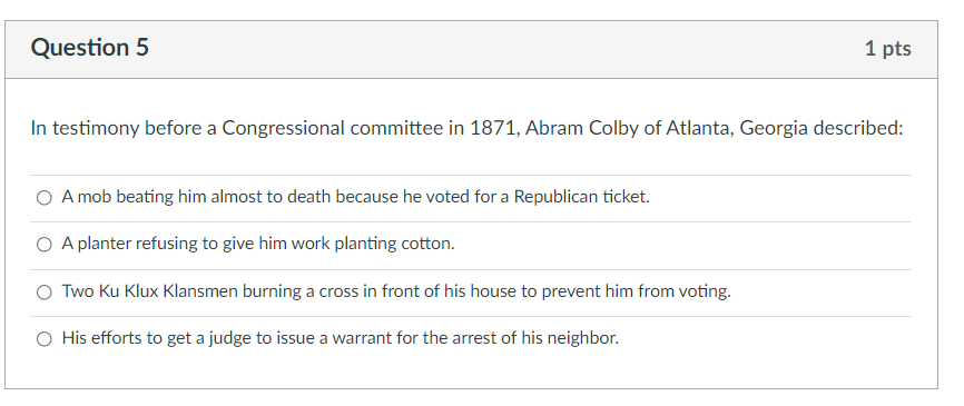 Solved Question 5 1 pts In testimony before a Congressional | Chegg.com