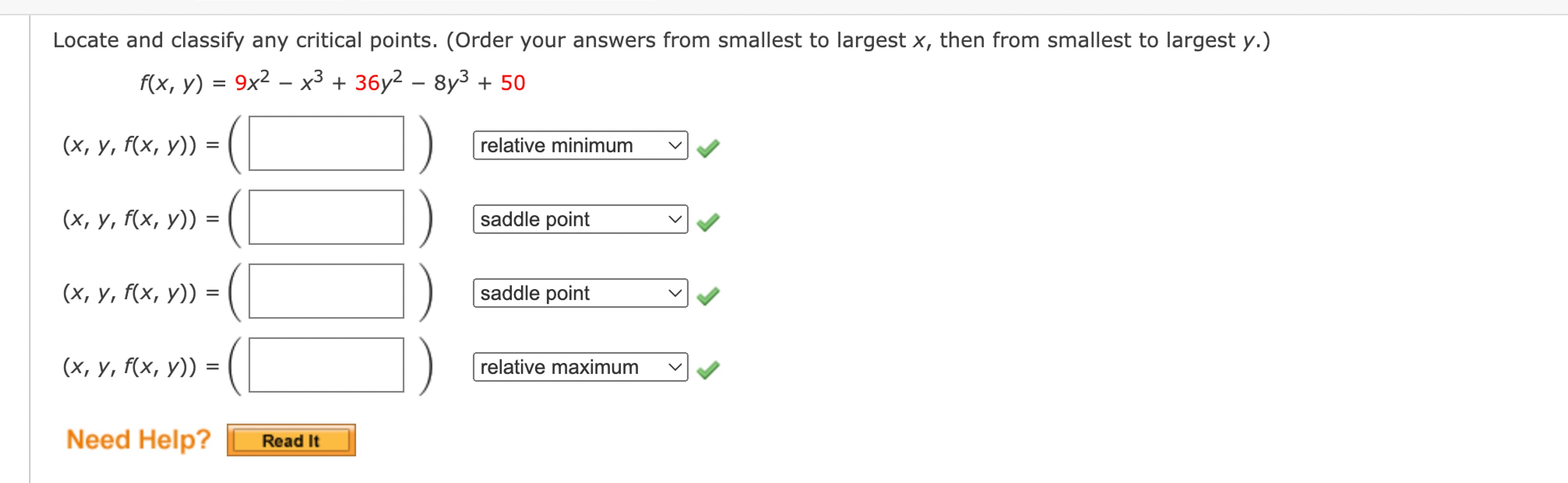 Solved Locate and classify any critical points. (Order your | Chegg.com