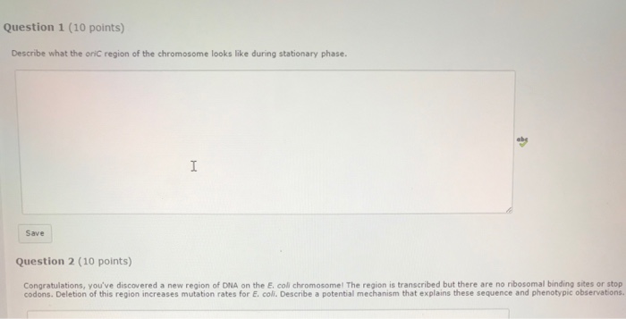 Solved Question 1 (10 points) Describe what the oriC region | Chegg.com