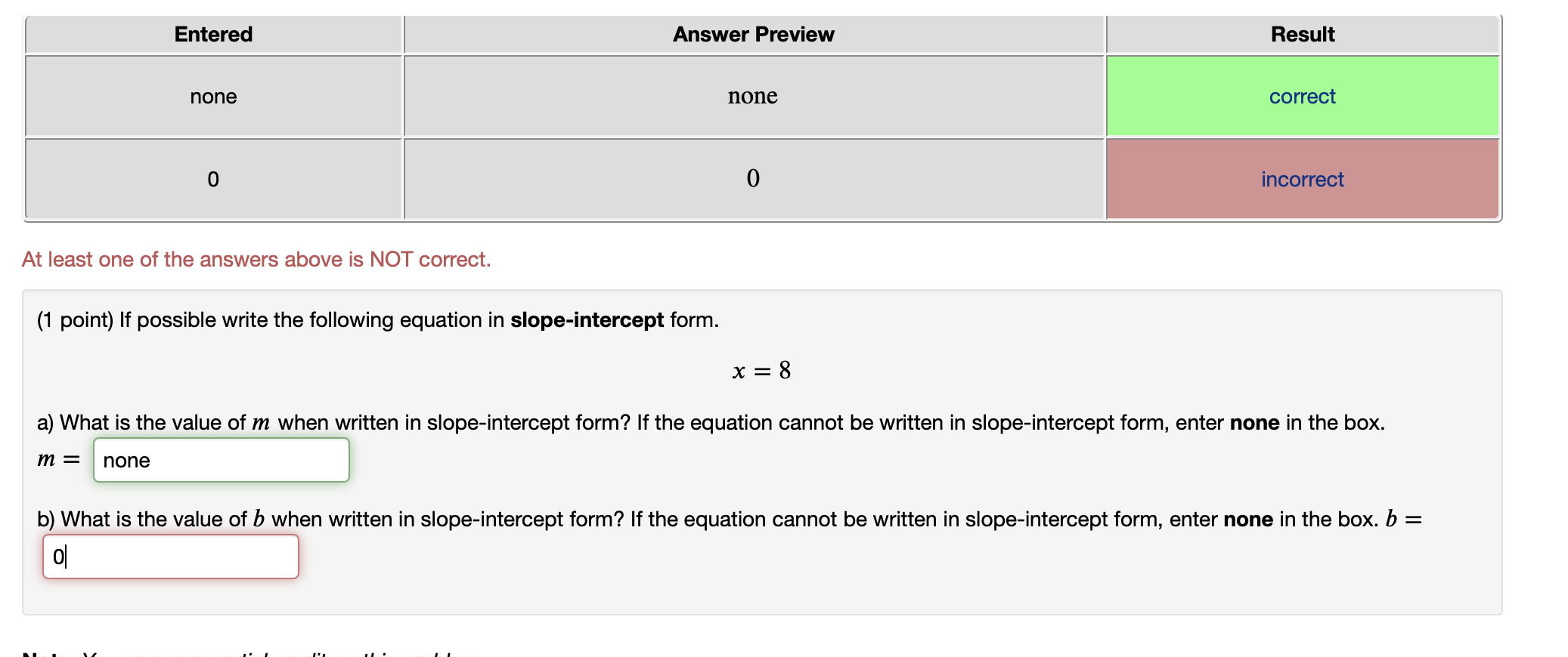 Solved Entered Answer Preview Result none none correct 0 0 | Chegg.com