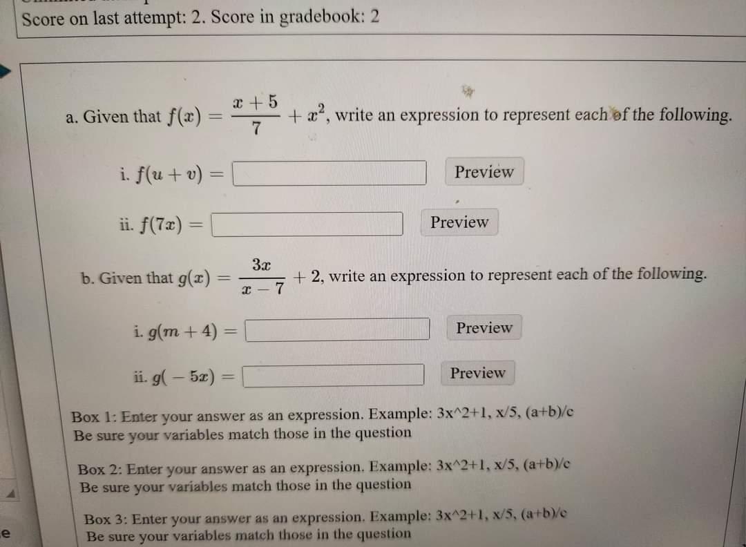 Solved a. Given that f(x)=7x+5+x2, write an expression to | Chegg.com