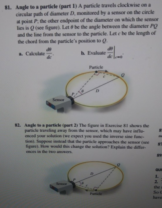 Solved Angle to a particle (part 1) A particle travels | Chegg.com