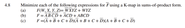 Solved Minimize each of the following expressions for Fˉ | Chegg.com