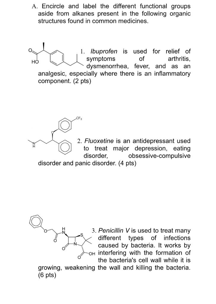 Solved A. Encircle and label the different functional groups | Chegg.com