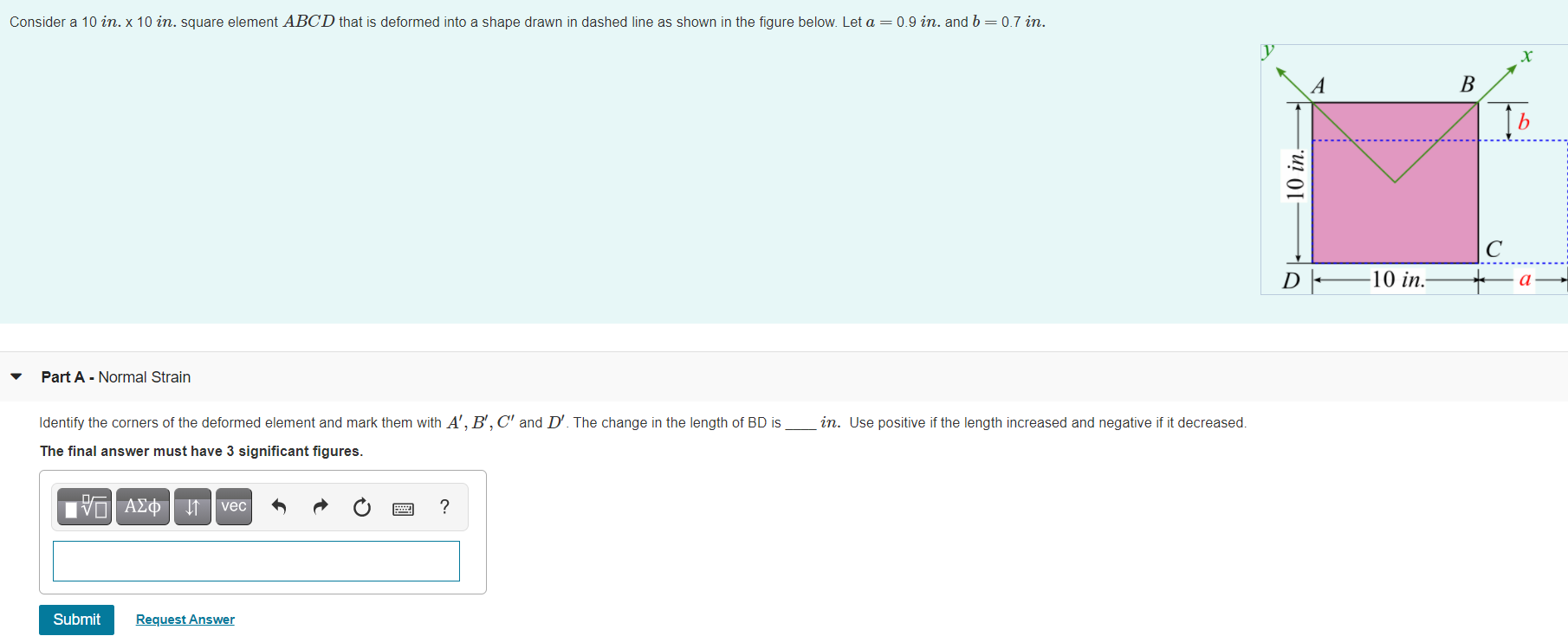 Solved Consider a 10 in. x 10 in. square element ABCD that | Chegg.com