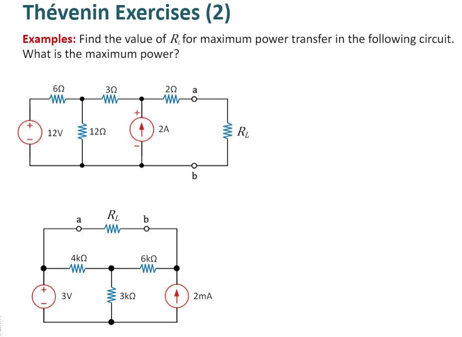 Solved Thévenin Exercises (2) Examples: Find the value of R | Chegg.com