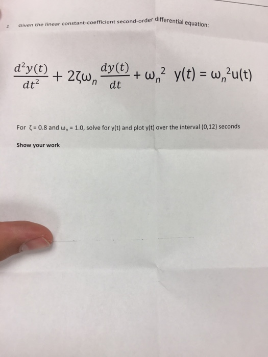 Solved Given The Linear Constant Coefficient Second Order 5150