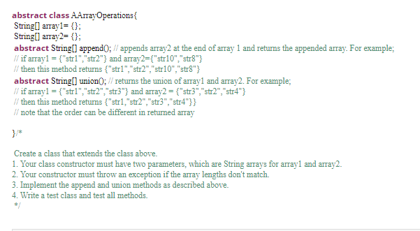 Solved abstract class AArray Operations String[] array1= 1); | Chegg.com