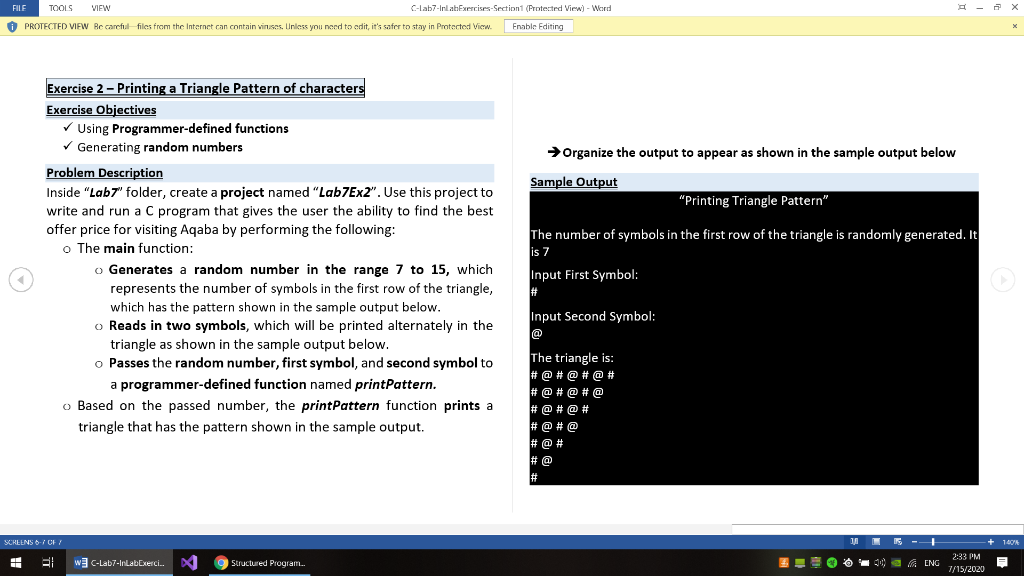 Solved TOOLS VIEW C-Lab7-InlabExercises-Section Protected | Chegg.com