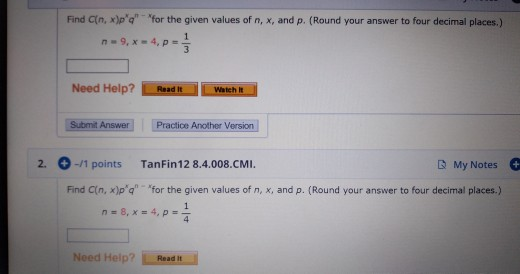 Solved Find C(n, x)p'q" for the given values of n, x, and p. | Chegg.com