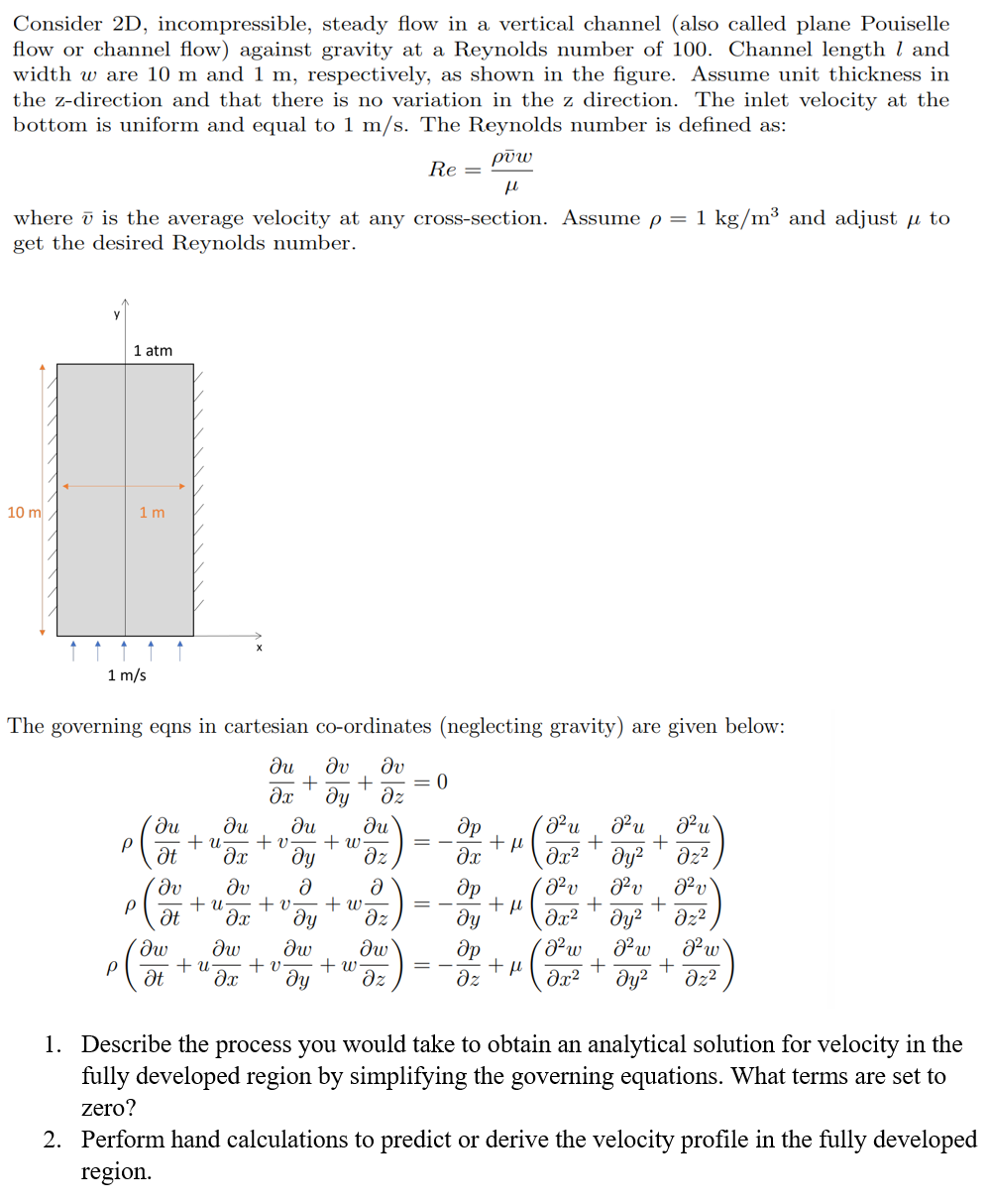 Solved Consider 2D, incompressible, steady flow in a | Chegg.com