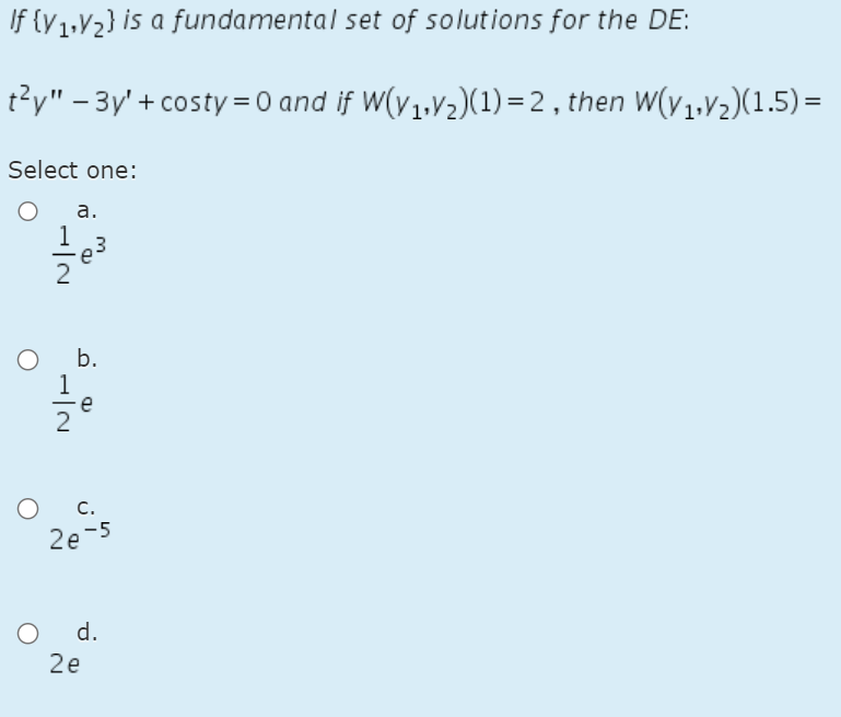 Solved If {y1,y2} ﻿is a fundamental set of solutions for the | Chegg.com