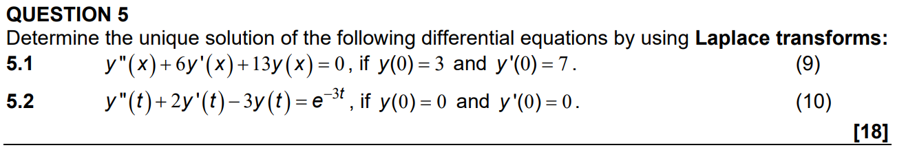 Solved Determine the unique solution of the following | Chegg.com