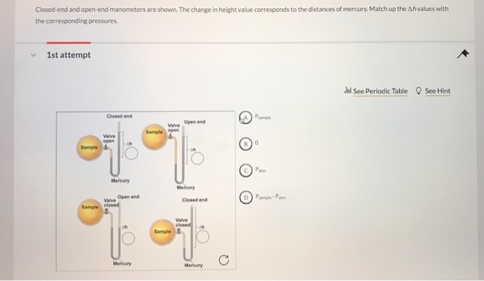 Solved Closed-end and open-end manometers are shown. The | Chegg.com
