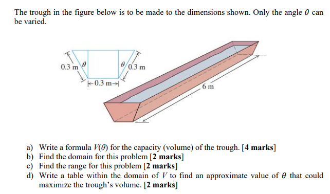 Solved The trough in the figure below is to be made to the | Chegg.com