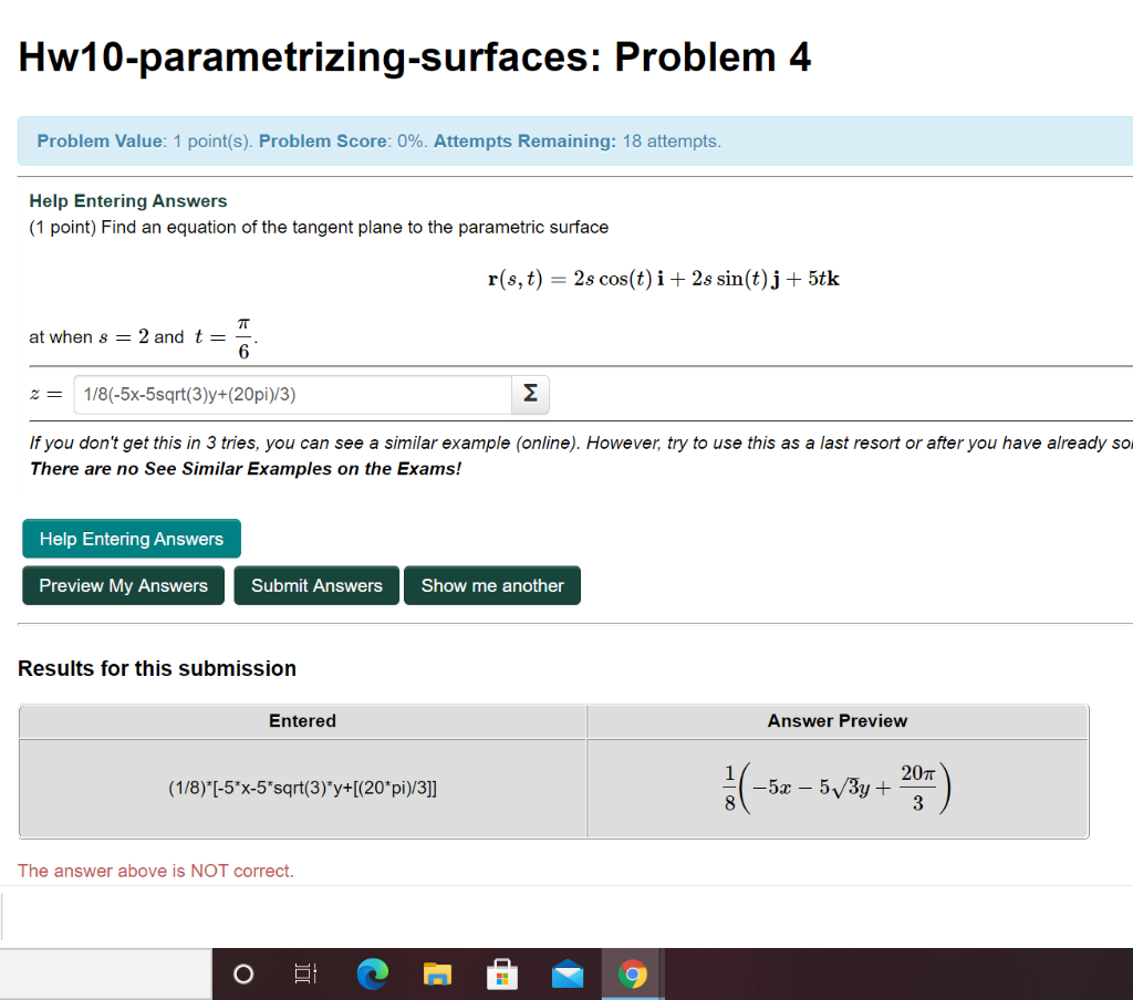 Solved Hw10-parametrizing-surfaces: Problem 4 Problem Value: | Chegg.com