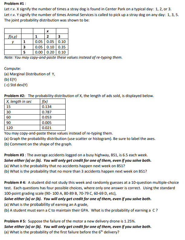 Solved Problem #1: Let r.v. X signify the number of times a | Chegg.com