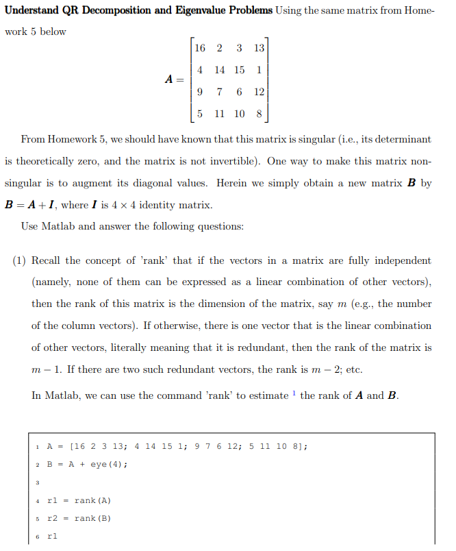 Solved Understand QR Decomposition and Eigenvalue Problems | Chegg.com