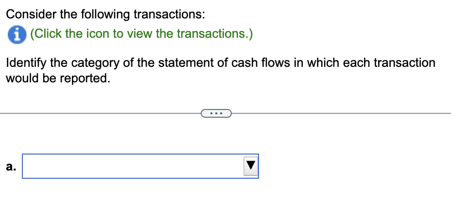 Solved Consider the following transactions: (i) (Click the | Chegg.com