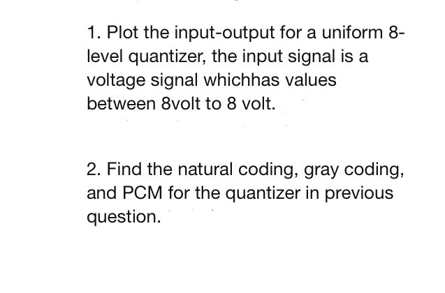 1. Plot the input-output for a uniform 8- level | Chegg.com
