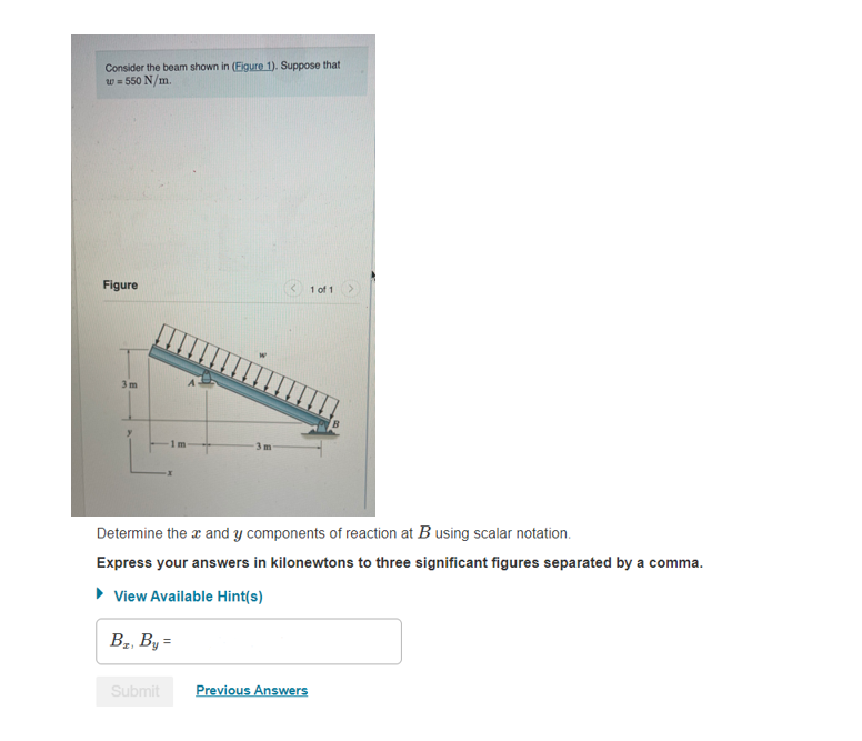 Solved Consider the beam shown in Suppose that w=550 N/m. | Chegg.com