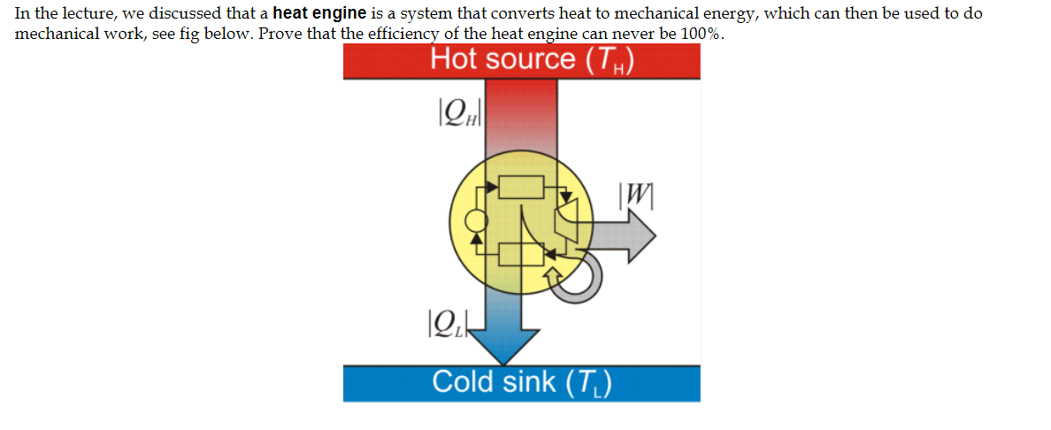 Solved In the lecture, we discussed that a heat engine is a | Chegg.com