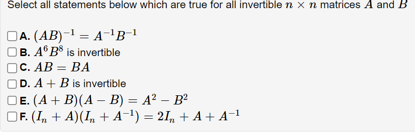 Solved Select all statements below which are true for all | Chegg.com
