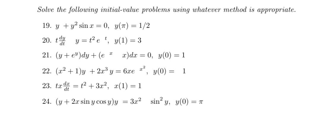 Solved Solve the following initial-value problems using | Chegg.com